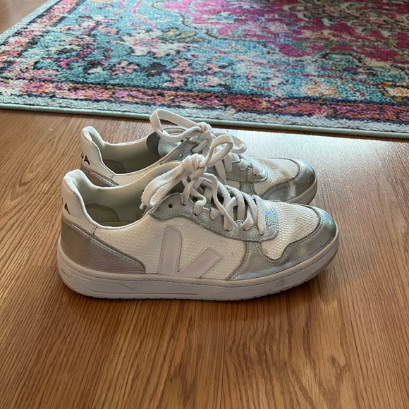Veja | Shoes | Silver And White Veja Sneakers | Poshmark
